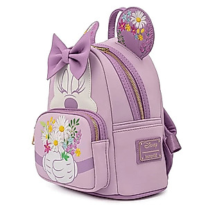 Loungefly Disney Minnie Mouse Holding Flowers Womens Double Strap Shoulder Bag Purse
