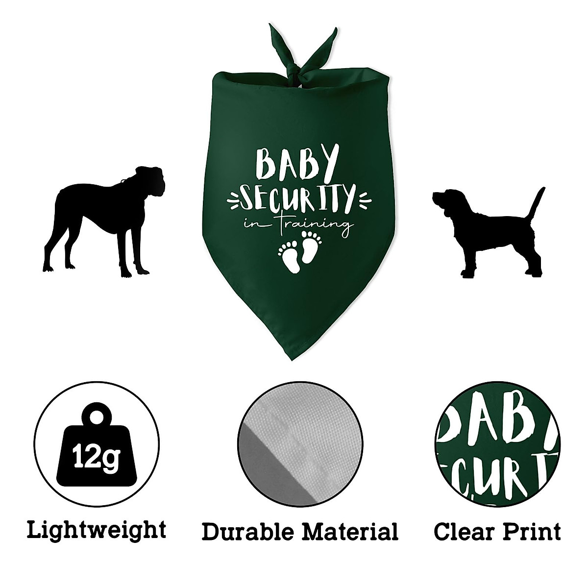 Baby Security in Training Green Dog Bandana Baby Announcement Dog Bandana Puppy Bandana Gender Reveal Photo Prop Accessories for Dog Lovers Owner Gift