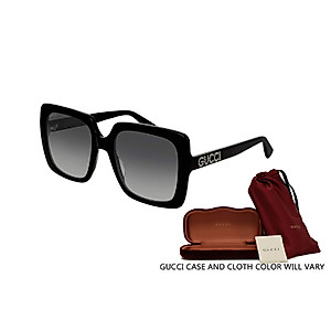 Gucci GG0418S 001 54M Black/Grey Gradient Square Sunglasses For Women+ BUNDLE With Designer iWear Eyewear Kit