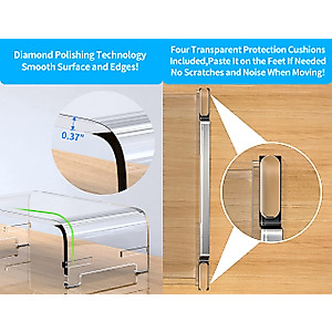 Beimu Acrylic Monitor Stand Riser 16Lx8.5Wx5H Inch 2-Tiers Acrylic Laptop Stand Riser for Desk with Anti Slip Mat Clear Monitor Stand with Storage for iMac MacBook and Any Size Computer Monitor