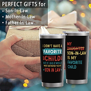 qynspngs Gifts for Father/Mother In Law From Son In Law, Funny Father's Day gifts Christmas Gift for Father/Mother In Law, 20 oz Dad/Mom Tumbler with lid and straw