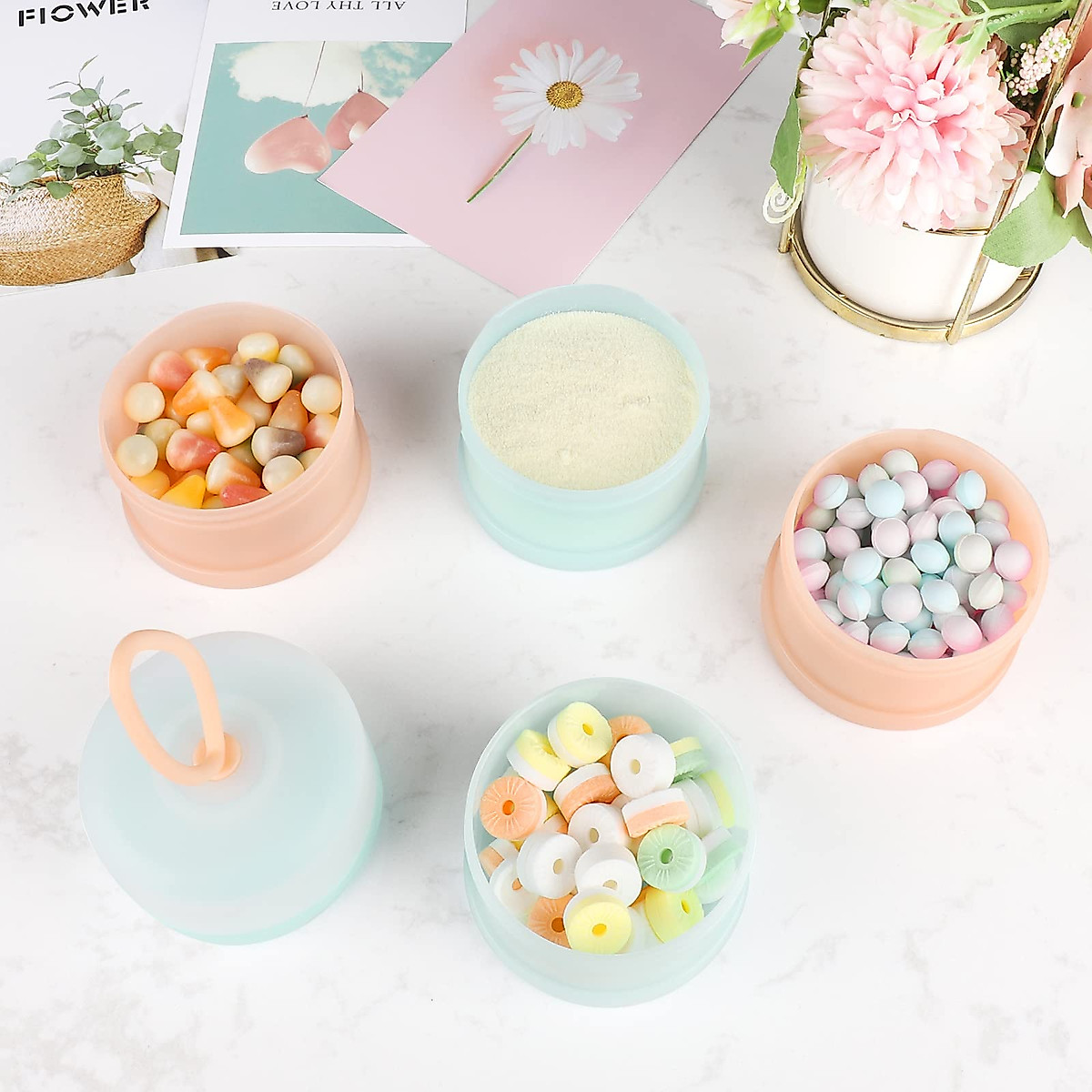 Accmor Baby Formula Dispenser On The Go, Stackable Formula Dispenser for Travel Formula Container to Go, Non-Spill Milk Powder Baby Kids Snack Storage Container, BPA Free, 2 Packs