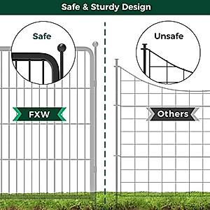 FXW Decorative Garden Metal Fence Temporary Animal Barrier for Yard, 5 Panels+1 Gate, 14'(L)×40"(H), Black