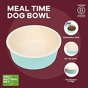 Only Natural Pet Meal Time Pet Bowl Dog Food Bowl - 50% Plant-Based, Eco-Friendly, BPA & Phthalate-Free, No-Slip Bottom, Dishwasher Safe, Ideal for Large-Sized Dogs - Teal, Large 7.5" x 2"
