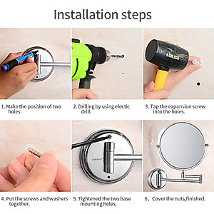 GURUN 8" Wall Mounted Makeup Mirror with 10X Magnification,Two-Sided Swivel Bathroom Mirror,Antique Satin Brass Finish M1306K(8in,10x)