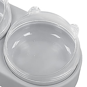 Zerodis Triple Cat Bowls, 3 in 1 Pet Feeder Bowls Pet Water and Food Bowl Set with Automatic Water Dispenser Bottle Detachable Bowl for Small Dogs Cats Kitten Puppy Bunny (Gray)