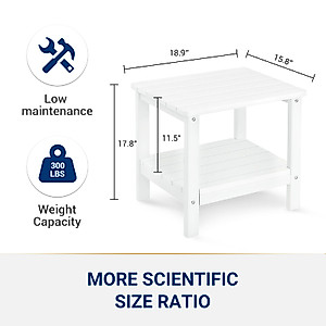 UDPATIO Outdoor Side Table for Patio, 2PCS 19 x 16 inches Adirondack Table Poolside Patio Table, HDPE End Table for Outside Backyard Pool Indoor Companion, 2 Tiers
