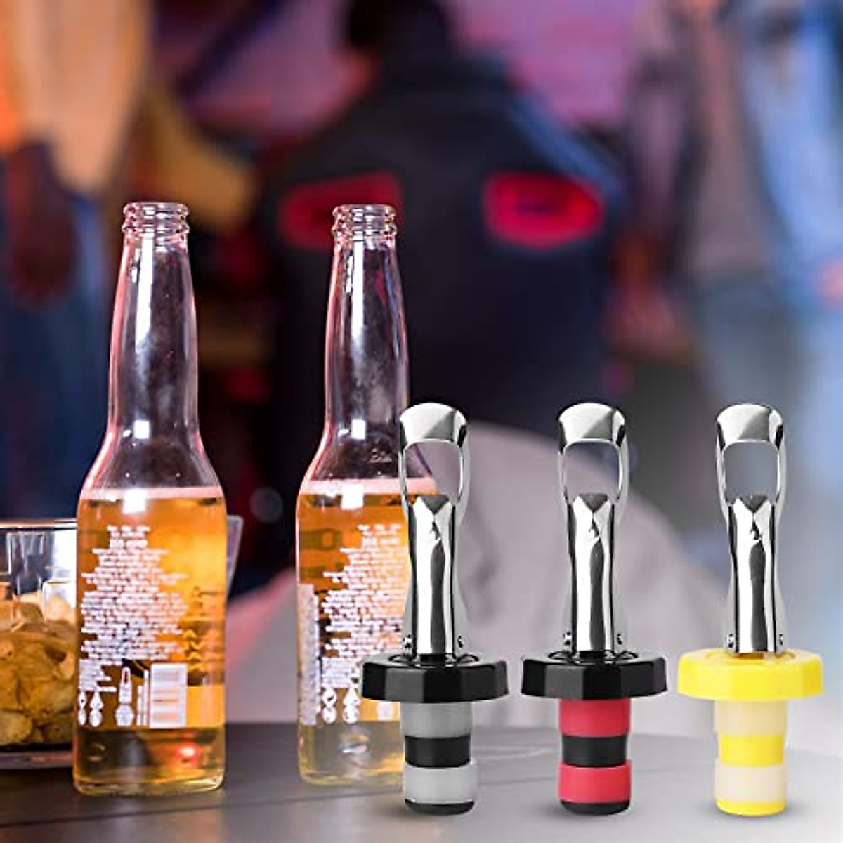 6pcs Reusable Wine Stoppers, Silicone Vacuum Bottle Stopper,Expanding Manual Beverage Bottle Stopper,Wine Bottle Airtight Seal Cork