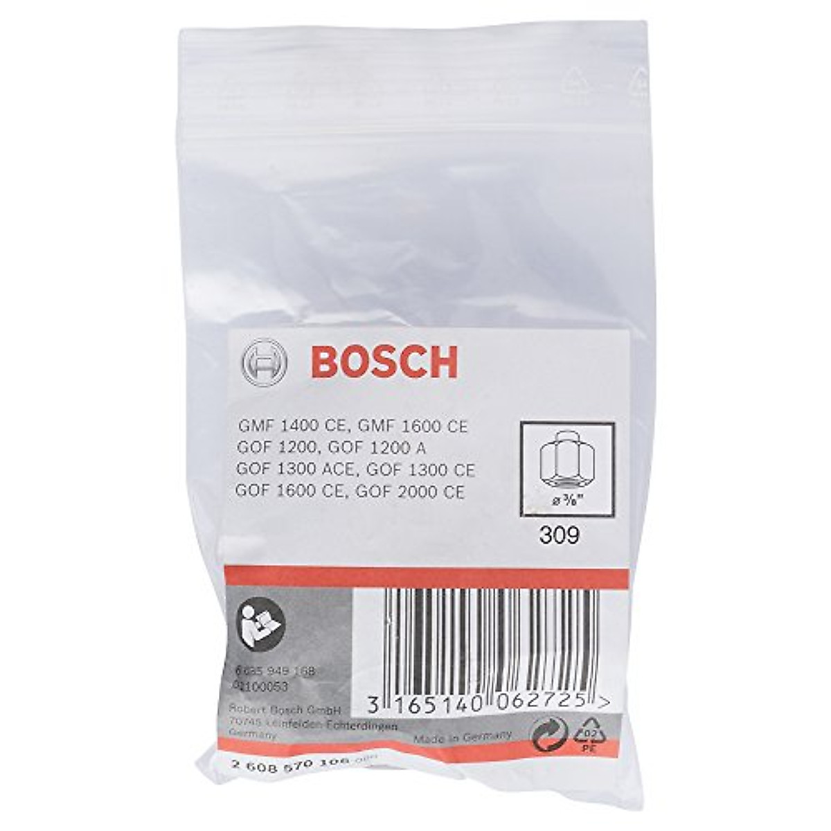 Bosch 2608570106 Routers Collet Set, 3/8", Black/Silver