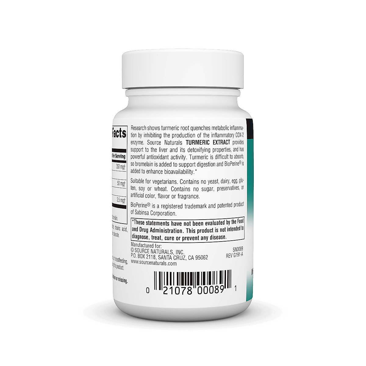 Source Naturals Turmeric Extract - Supports Healthy Inflammatory Response* - 100 Tablets