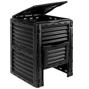 LEMY Garden Compost Bin, 80 Gallon Outdoor Compost Box for Fast Creation of Fertile Soil, Large Capacity, Black