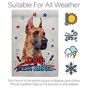 Breeze Decor Patriotic Fawn Dane Garden Flag Set Wood Dowel Dog Puppy Spoiled Paw Canine Fur Pet Nature Farm Animal Creature House Banner Small Yard Gift Double-Sided, Made in USA