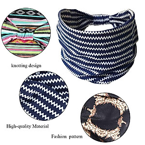 GORTIN Boho Headbands Leopard Hair Bands Knoted Turban Stretch Twist Head Wraps Stripe Cloth for Women and Girls 3 Pcs (Boho)