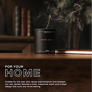 CRVFT Men's Candle - Cherry Wood Candle - Soy Candle 45 Hour Burn Time - Room Decor and Housewarming Gift for Men - 7oz/200g (Black Amber)