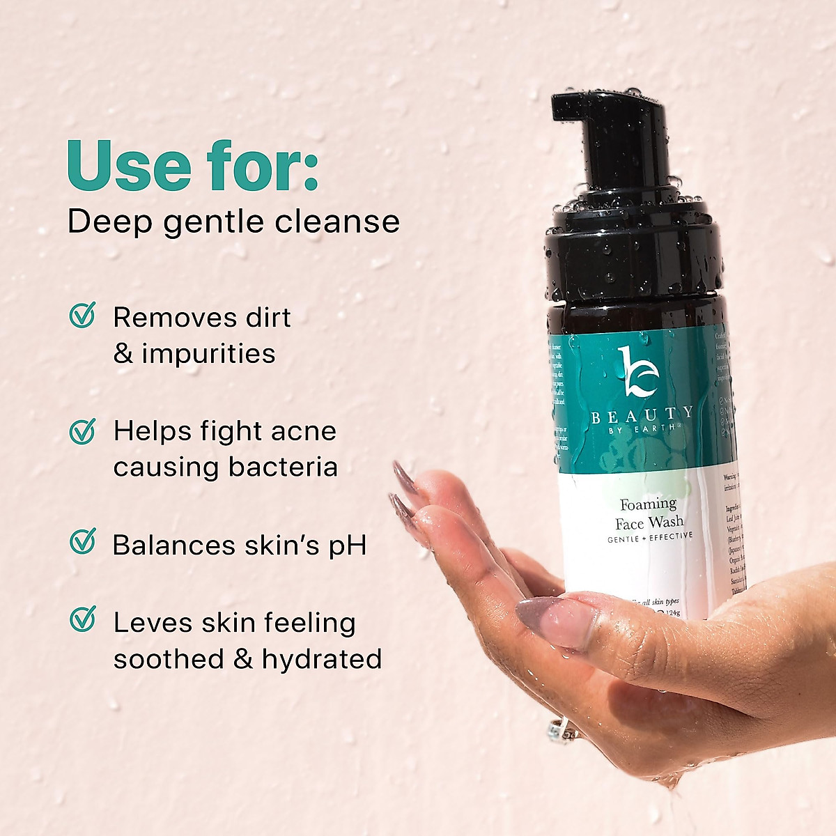 Foaming Face Wash - Cleanser Made with Natural Hydrating Vegan Ingredients for Gentle Cleansing of Sensitive, Dry, Oily, Blemish Prone - Foam Soap Works w/Facial Brush, Best for Men Women & Teens