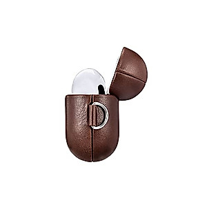 BlackBrook Airpods 3 Case, Hudson Detachable Premium Genuine Leather Protective Hard Case Cover with Fastener Clip and Attachment for Apple AirPods 3 (Brown)