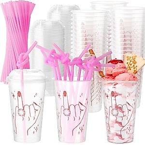Vesici 48 Sets Bachelorette Party Cups 16 oz Bachelorette Party Decorations Rose Gold Ring Finger Reusable Cups Plastic Cups with 48 Lids 100 Straws for Bridal Shower Bridesmaid Party Gifts