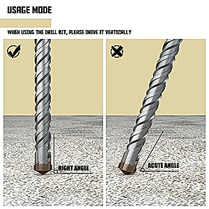 TANG SDS Plus 1-1/4 Inch x 13-3/4 Inch Roatry Hammer Drill Bit for Concrete Brick Cement Surface