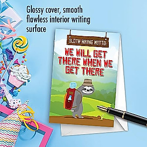 NobleWorks - 1 Cute Birthday Card with Envelope - Funny Wild Animals and Pets, Birthday Greeting - Sloth Hiking C7234BEG