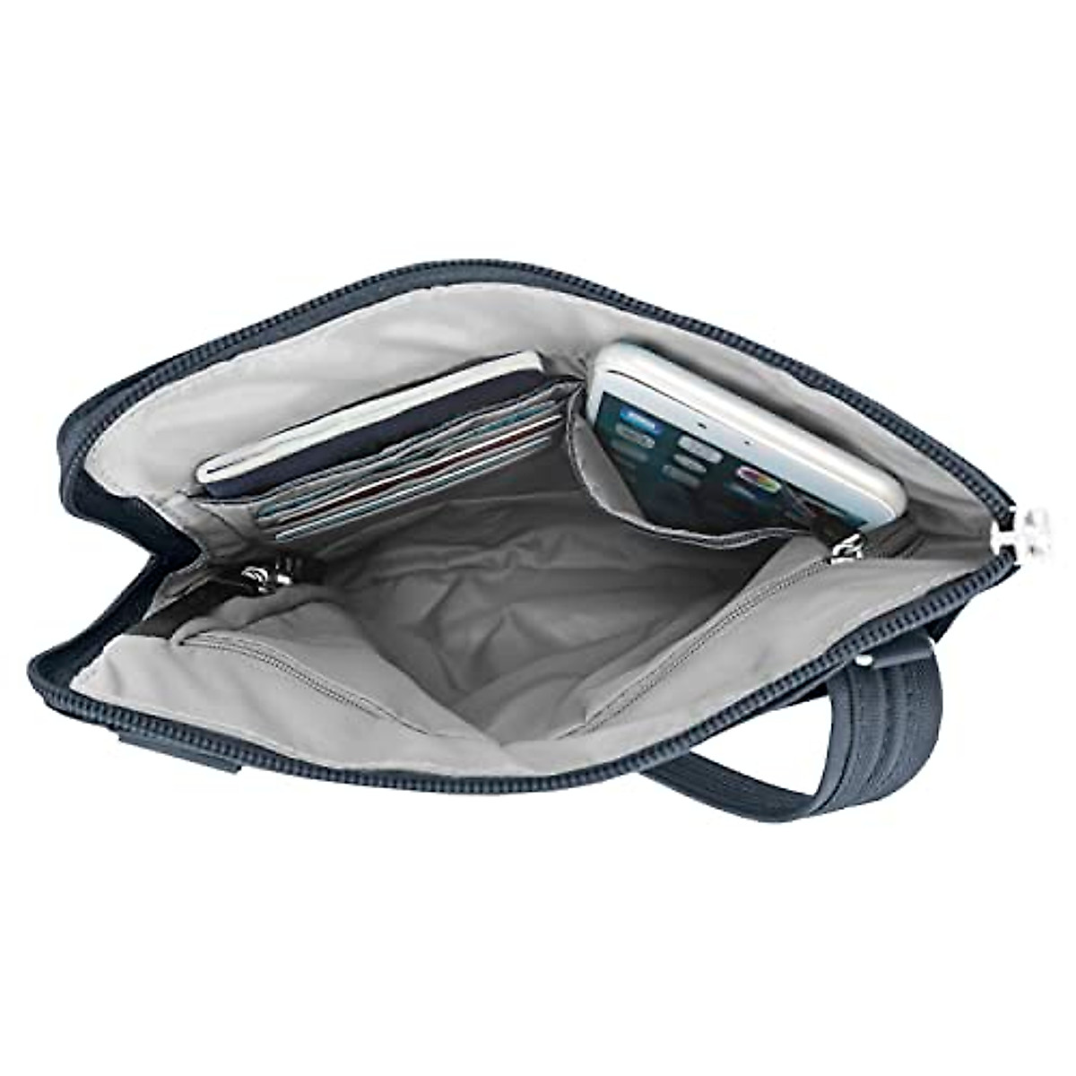 Travelon Anti-Theft Classic Slim Dbl Zip Crossbody Bag, Midnight -360 9 x 10.5 x 1