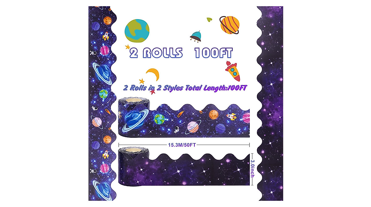 Galaxy Scalloped Bulletin Board Borders for Space Themes