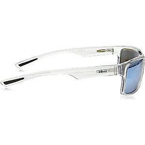Revo Sunglasses Crawler: Polarized Performance Rectangle Sport Wrap Frame, Clear Crystal Frame with Blue Water Lens