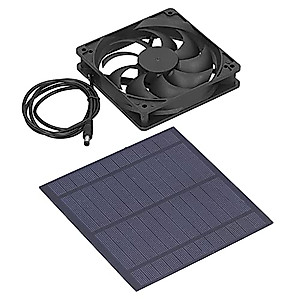 Mothinessto Solar Powered Fan, Solar Panel Kit with Fan Ventilator Monocrystalline Silicon Solar Cell Charger for Greenhouse Pet House Kennel Cooling defult