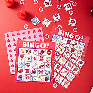 JOYIN 28 Players Valentine's Day Bingo Set, Game Cards for Kids School Classroom Party Supplies, Family Activity