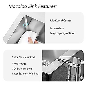 10" Bar Prep Kitchen Sink - Mocoloo 10 x 18 Undermount Sink Stainless Steel 16 Gauge Single Bowl Bar Prep Deep Sinks