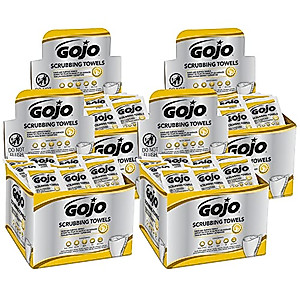 GOJO Scrubbing Towels, Citrus Scent, 80 Count Individually Wrapped Extra-Large Textured Wet Towels in a Counter Display Box (Case Includes 4 Display Boxes) – 6380-04