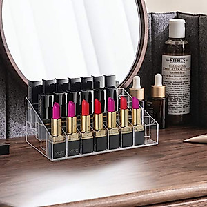 Gospire 40 Space Lipstick Holder, Clear Acrylic Lip Gloss Lipstick Holder Case Display Rack Holder & 40 slots (in a 8 x 5 arrangement) Makeup Organizer