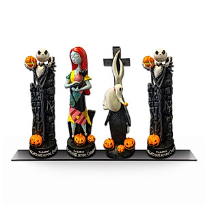 Nightmare Before Christmas Figurines Set ~ 4 Pack Figure Statues Featuring Jack Skellington, Sally, and Zero (Nightmare Before Christmas Decorations)