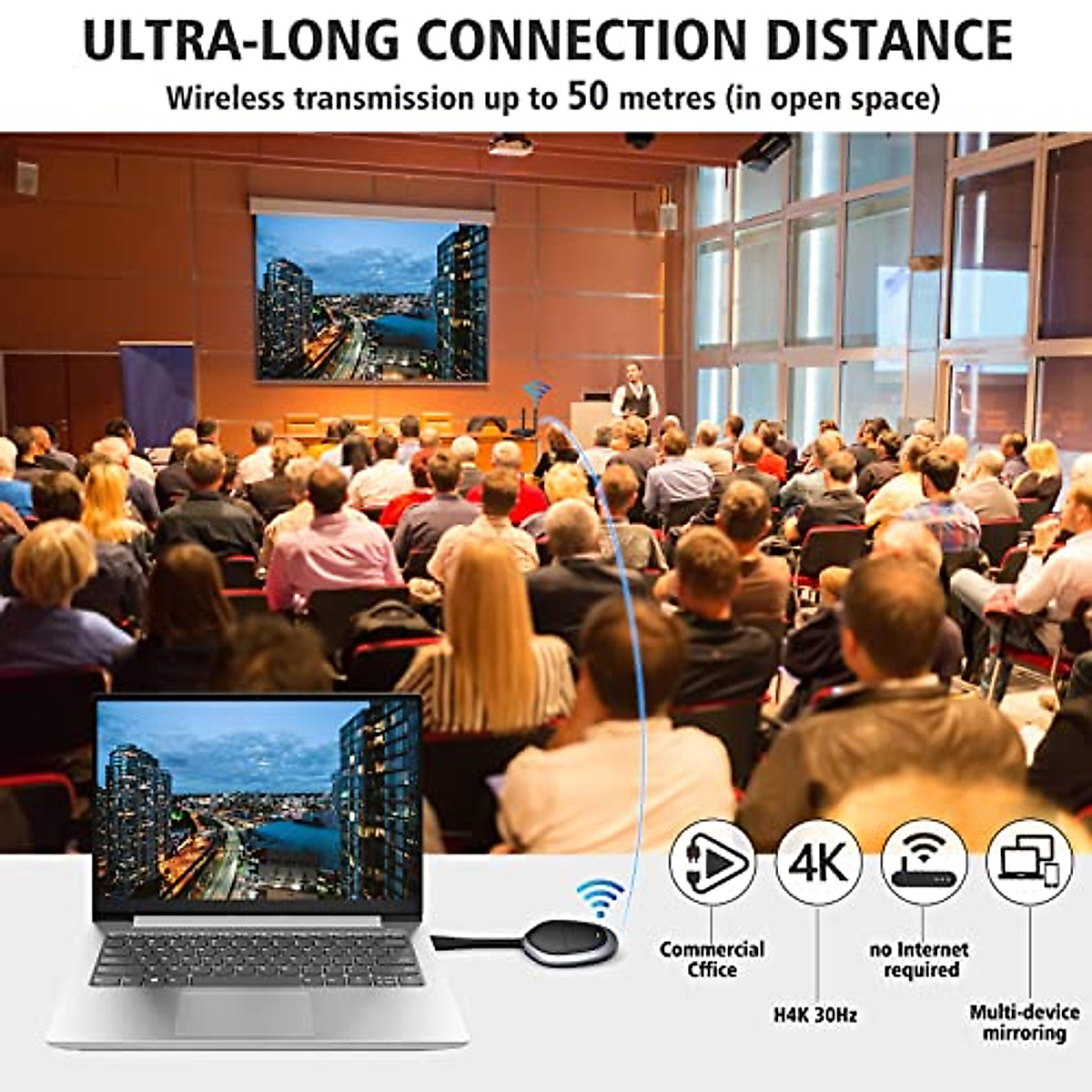 Wireless HDMI Transmitter and Receiver 4K Kit,YAOMAISI MINI HDTV Receiver Streaming Media Video/Audio HDMI Wireless Extender 5G 50M/165Ft for Laptop,Camera,TV Box,Netfix,PS5,Phone to Monitor,Projector