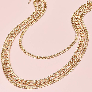 Denifery Punk Cuban Link Chain Choker Necklace Chunky Curb Chain Necklace Chic Layered Clavicle Necklace Hiphop Accessories for Women