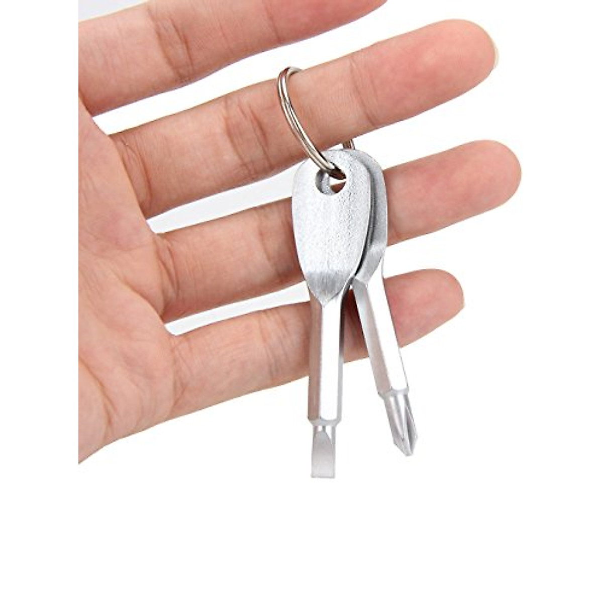 2 Set(4PCS) Portable Multifunction Key Chain Screwdriver Mini Key Shape Travel Kits Outdoor EDC Screwdriver Tool with Key Ring(Color: Black Silver)