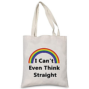 LEVLO Rainbow LGBT Lesbian Gay Pride Bags I Can't Even Think Straight Shopping Bags Birthday Present (I Can't Even Think Straight)