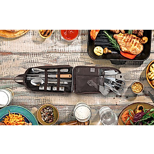 Portable Camping Kitchen Utensil Set, BBQ-21 PCS with Carrying Bag, Stainless Steel Outdoor Cooking and Grilling Utensil, Perfect for Travel, Picnics, RV, Camping
