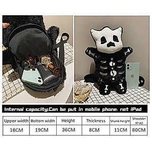 Bestmaple Skeleton Backpacks for Girls Cute Skull Plush Shoulder Bag Cute Demon Animal Halloween