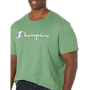 Champion T, 100% Cotton Shirt for Men, Lightweight Tee, Multiple Graphics, Native Fern Green-Y08254, Small