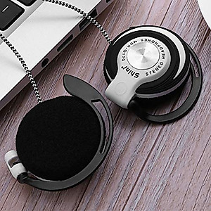WskLinft 3.5MM Earphones, Head-Mounted Ear-Mounted, Wired-Controlled Subwoofer with Microphone, Computer Desktop, Universal Running Sports Ear-Hook Earphone Black