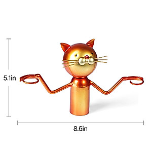 Drincarier Cat Decor Wine Bottle & Glass Holders Tabletop Wine Racks Shelf Metal Wine Bottle Holder Hold 1 Wine Bottle and 2 Glasses (Cat Wine Glass Holder)………