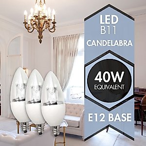 TCP LDCT40W50K6 LED Decorative B11 Chandelier Light Bulbs, Candelabra Based (E12), Dimmable, 6 Count (Pack of 1), Daylight