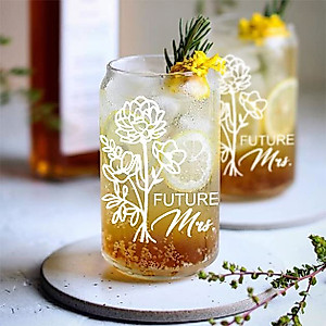 AYERMOYO Bride to Be Gifts-Bridal Shower Gifts-Engagement Gift-Engagement Gifts for Women-Engaged Gifts for Her- Bride Gifts-16 OZ Future Mrs Can Glass