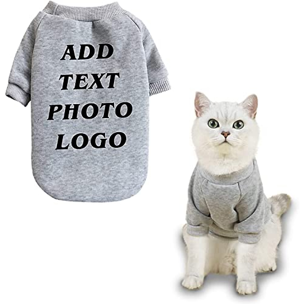 Personalized Dog Cat Shirts w Your Design Custom Puppy Kitten Hoodie Cute Pet Clothes for Small to Medium Dogs & Cats (Gray 1)