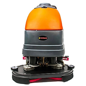 SUNMAX RT120 34" Self-Propelled Commercial Floor Scrubber Machine - 33-Gal Tank, Dual Brushes, Battery Powered, High Efficiency for Large Areas