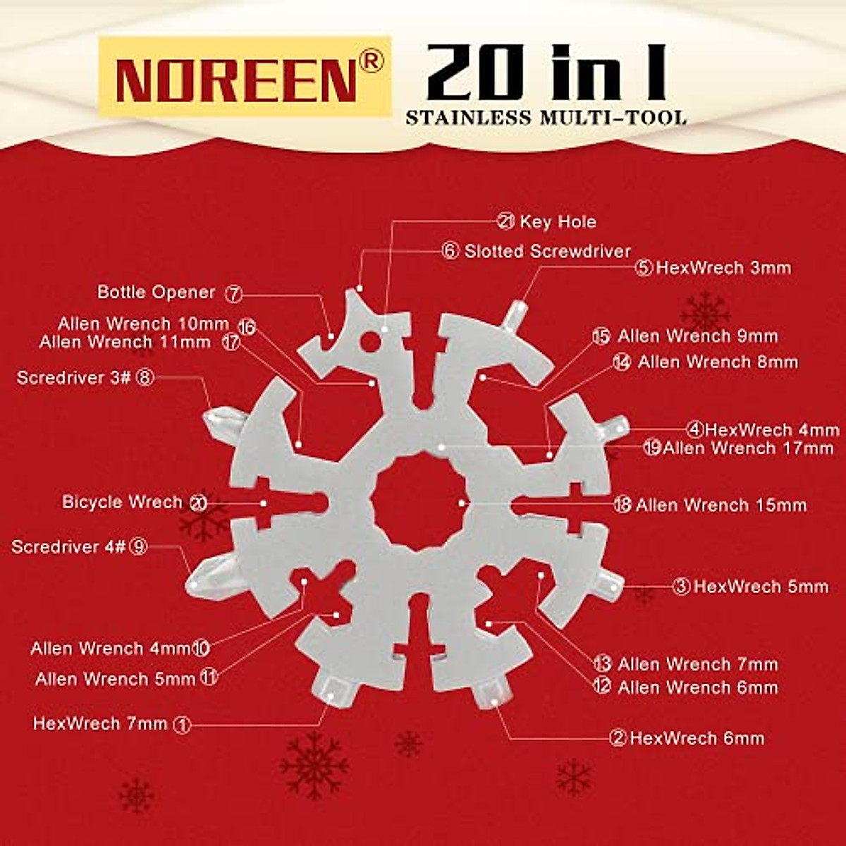 Snowflake Multitool Christmas Gifts for Men Stocking Stuffers, Cool Tools and Gadgets for Men Birthday Gifts for Boyfriend, Husband, Grandpa, Unique Christmas Gifts, White Elephant Gifts for Adults