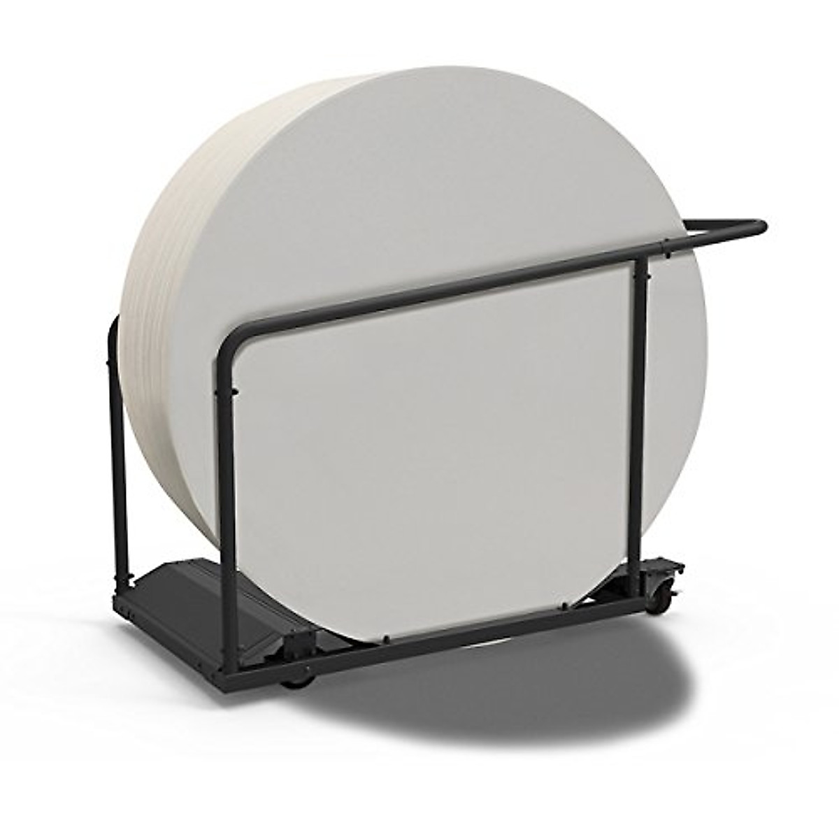 60 in. Round Commercial Stacking Folding Table and Cart Combo in Almond (15-Pack)