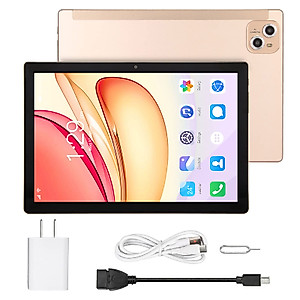 10.1Inch Tablet, for Android 10 Tablet with 6GB RAM 128GB ROM, Octa Core CPU, Dual Cameras and Speakers, 5G WiFi, Tablet PC for Work, Gaming (Gold)