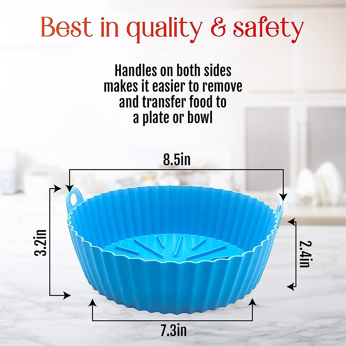 2 Pack Air Fryer Silicone Liners, Blue and Red Silicone Air Fryer Liner, Silicone Air Fryer Liners Reusable with Cooking Guide Times Sheet, Air Fryer Liners Silicone, Red Gloves