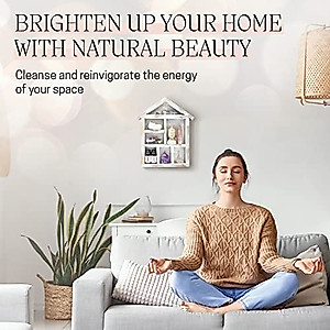 WANDA LIVING Artisan Crystal Shelf Display - Natural Wood Shelf for Crystals, Gems, Oils & More - Boho Mini-House Crystal Display Shelf - Crystal Display Case for Energy, Mindfulness & Peace